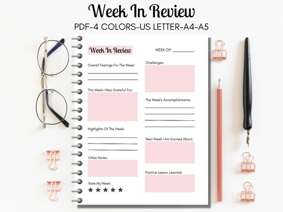 Weekly Check-in Journal Page Printable PDF Positivity & - Etsy
