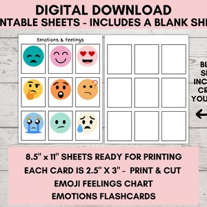 Emotions Flashcards, Emoji Feelings Chart, Flashcard Printable ...