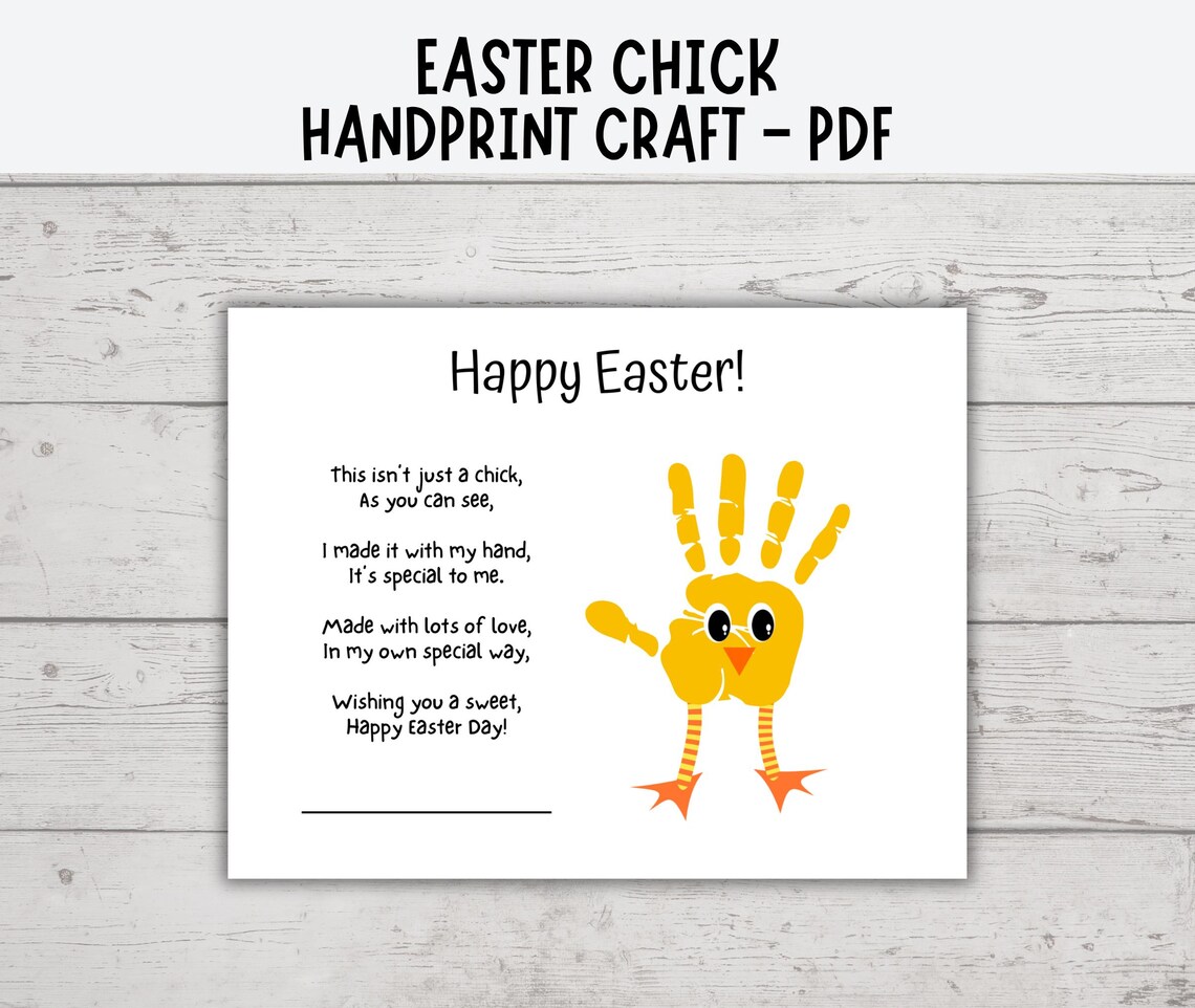 Easter Chick Handprint Craft, Spring Easter Handprint Template, Easter ...