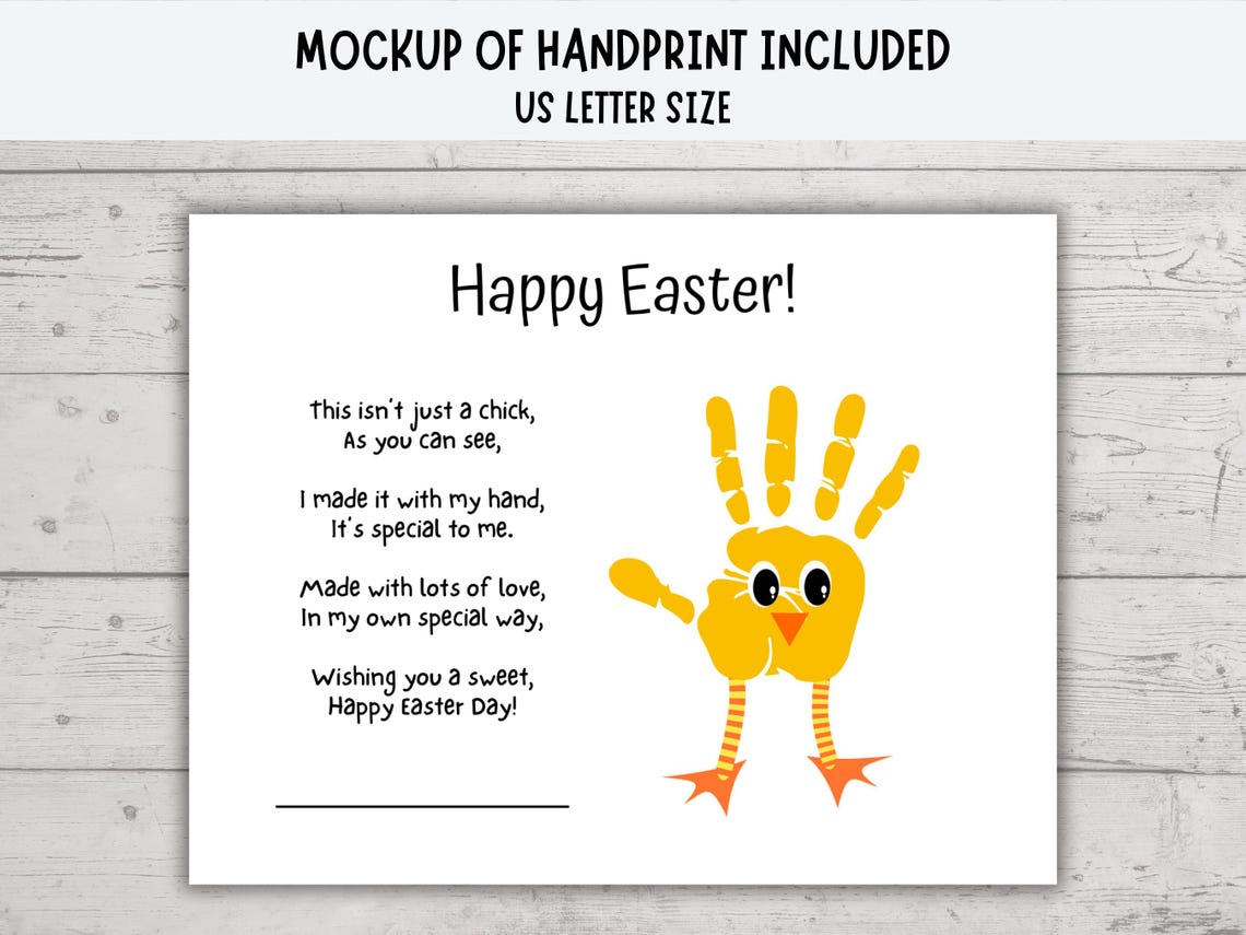 Easter Chick Handprint Craft, Spring Easter Handprint Template, Easter ...