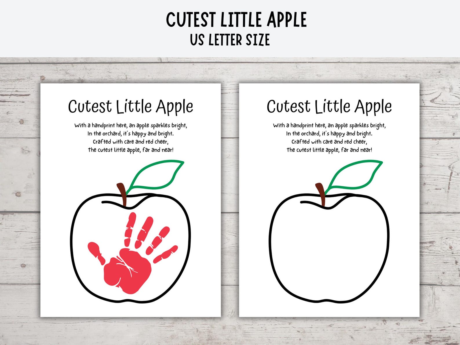 Apple Handprint Craft, Bundle Fall Handprint Craft, Cutest Little Apple ...