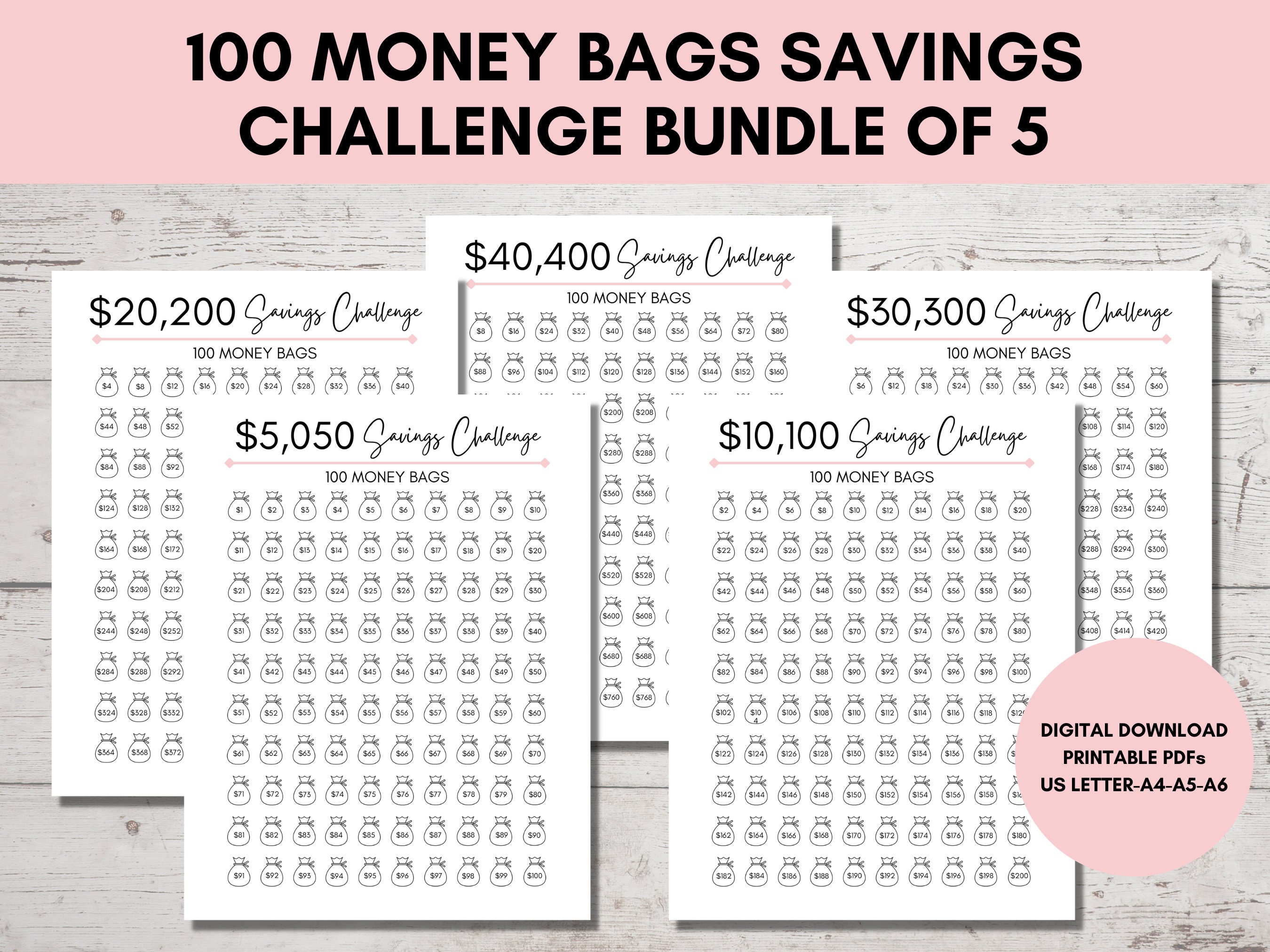 Printable 100 Envelope Challenge Bundle, Savings Challenge, Savings ...