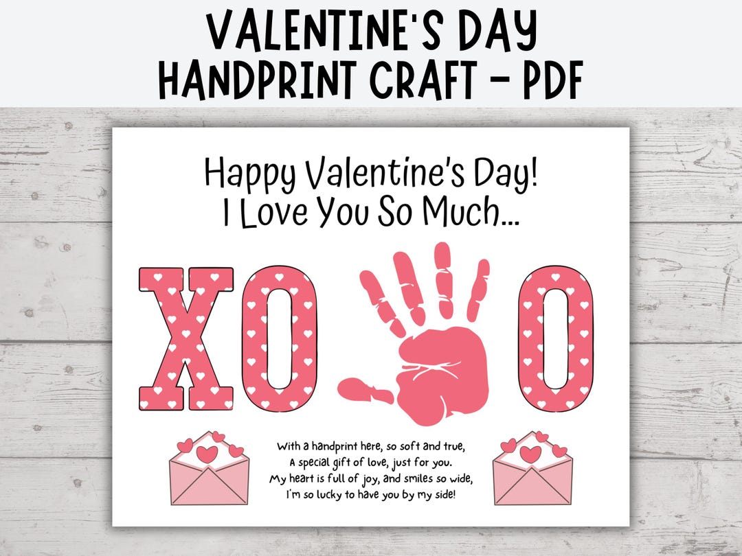 Valentines Day Handprint Craft XOXO, Winter Handprint Template ...