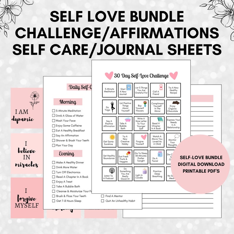 Self Love Challenge BUNDLE Printable Pdf's 30 Day Self - Etsy