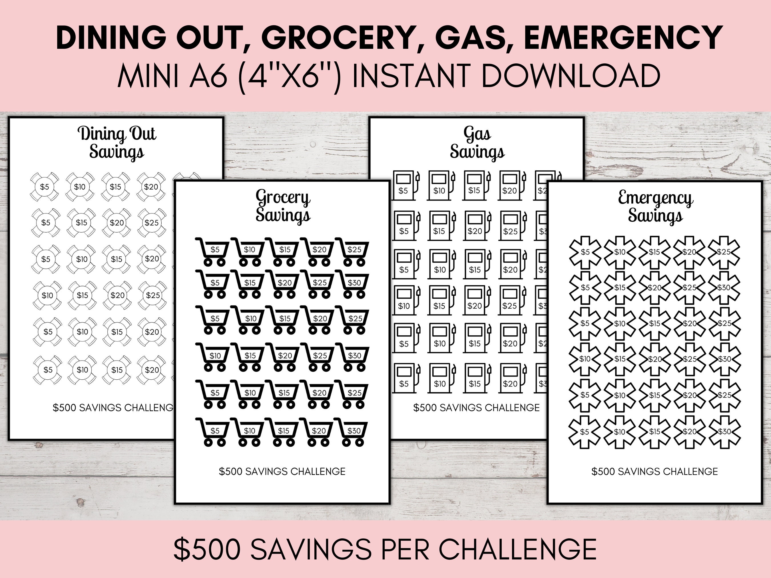Savings Challenge Printable A6, Savings Challenge Bundle, A6 Sized Mini ...