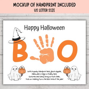 Halloween Handprint Craft, BOO, Happy Halloween Handprint Art, Autumn ...