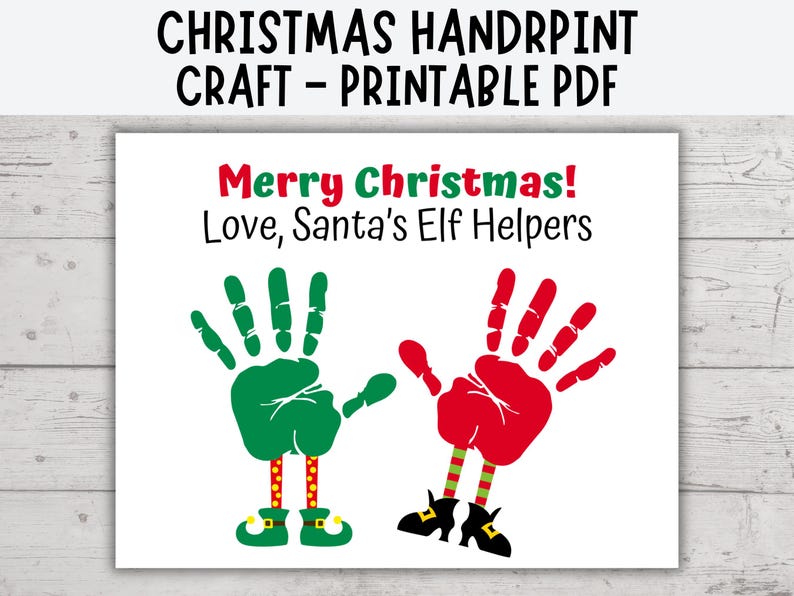 Christmas Handprint Craft, Elf Helpers Handprint Template, Merry ...
