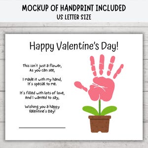 Valentines Handprint Craft, Valentines Flower Handprint Template ...
