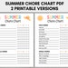 Summer Chore Chart for Kids, Editable Chore Chart, Chore Chart for Kids ...