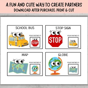 Partner Pairing Cards, Classroom Partner Cards, Pairing Cards, Back to ...