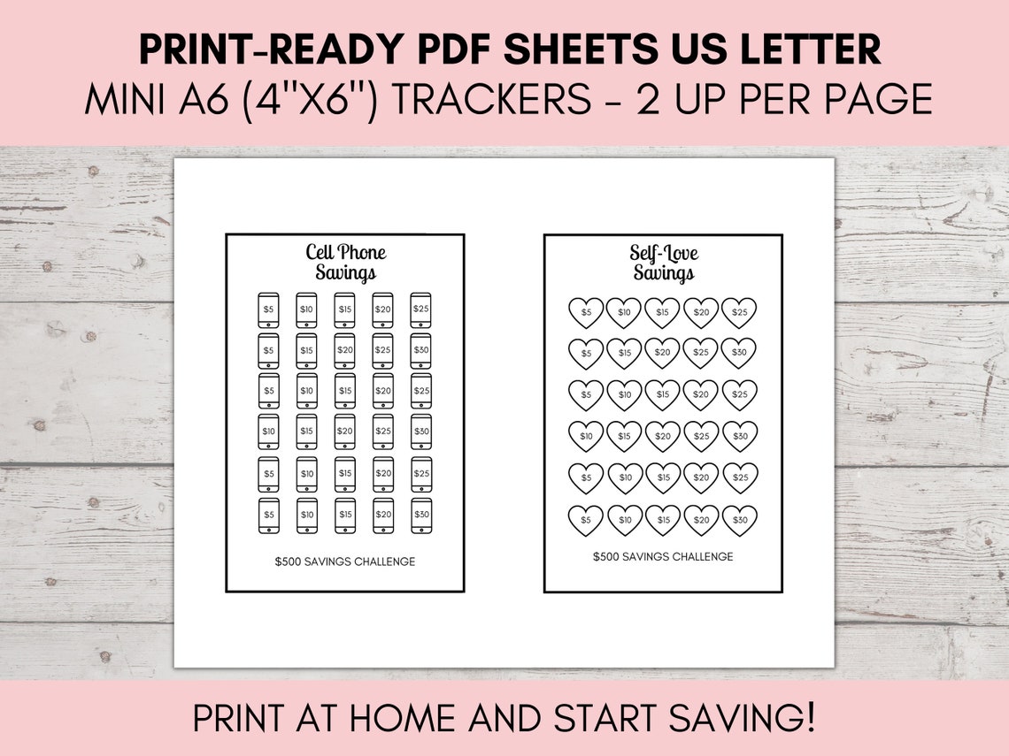 Savings Challenge Printable A6, Savings Challenge Bundle, A6 Sized Mini ...
