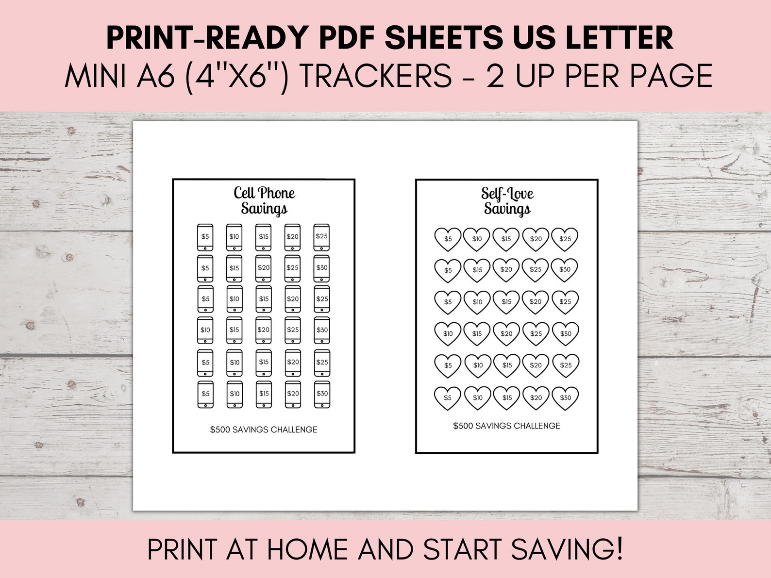 Savings Challenge Printable A6, Savings Challenge Bundle, A6 Sized Mini ...