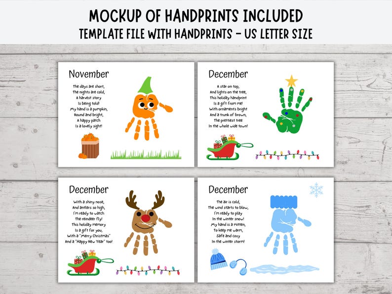 Handprint Memory Book, Monthly Poems Handprint Craft, Year-long ...