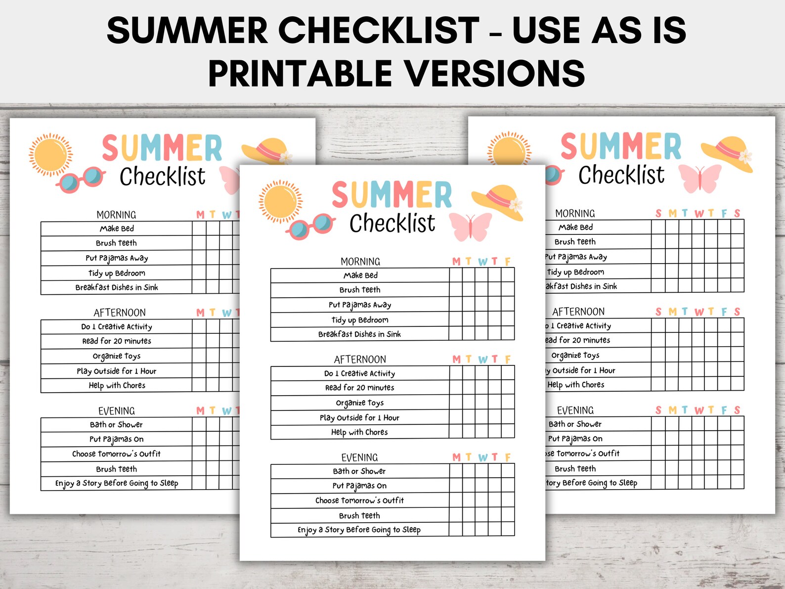 Editable Summer Checklist for Kids, Summer Child Checklist, Kids Chore ...