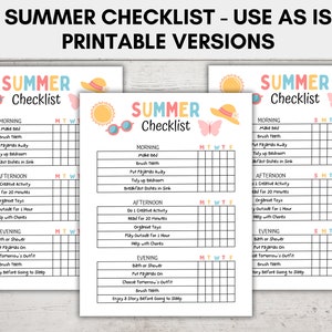 Editable Summer Checklist for Kids, Summer Child Checklist, Kids Chore ...