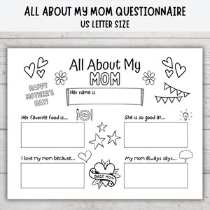 All About My Mom Mum Printable, Card for Mom, All About Mom ...