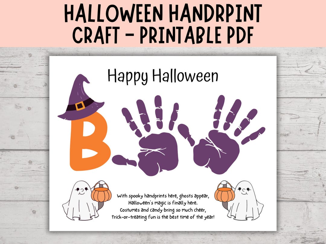 Halloween Handprint Craft, Boo Handprint Fall Art Craft, Happy ...
