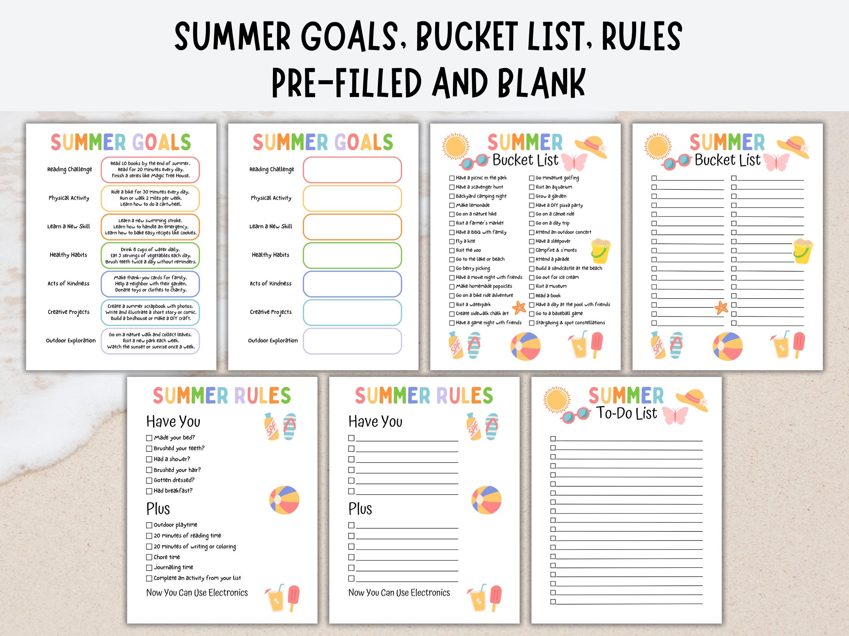 Summer Planner 2025 for Kids Printable, Editable Canva Template, Bucket ...