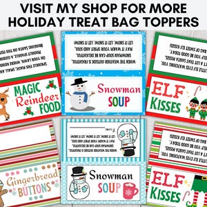 Snowman Soup Bag Topper, Christmas Treat Bag Topper, Christmas ...