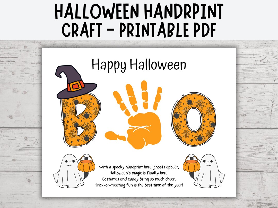 Halloween Handprint Art, BOO Halloween Handprint Craft, Happy Halloween ...