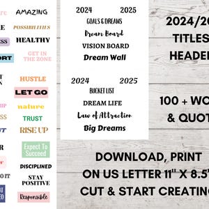 Vision Board Words 2024/2025, Vision Board Printables, 100 + Vision ...