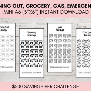 Savings Challenge Printable, A6 Savings Challenge Bundle, A6 Sized Mini ...