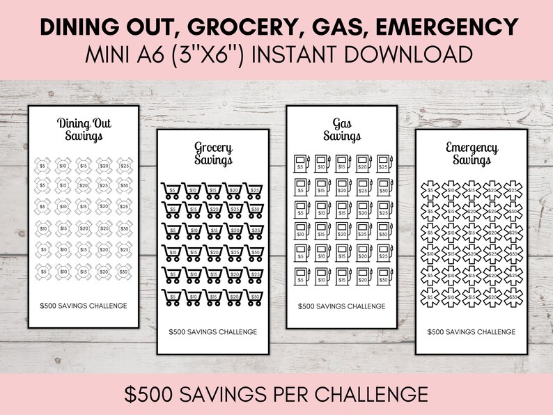 Savings Challenge Printable, A6 Savings Challenge Bundle, A6 Sized Mini ...