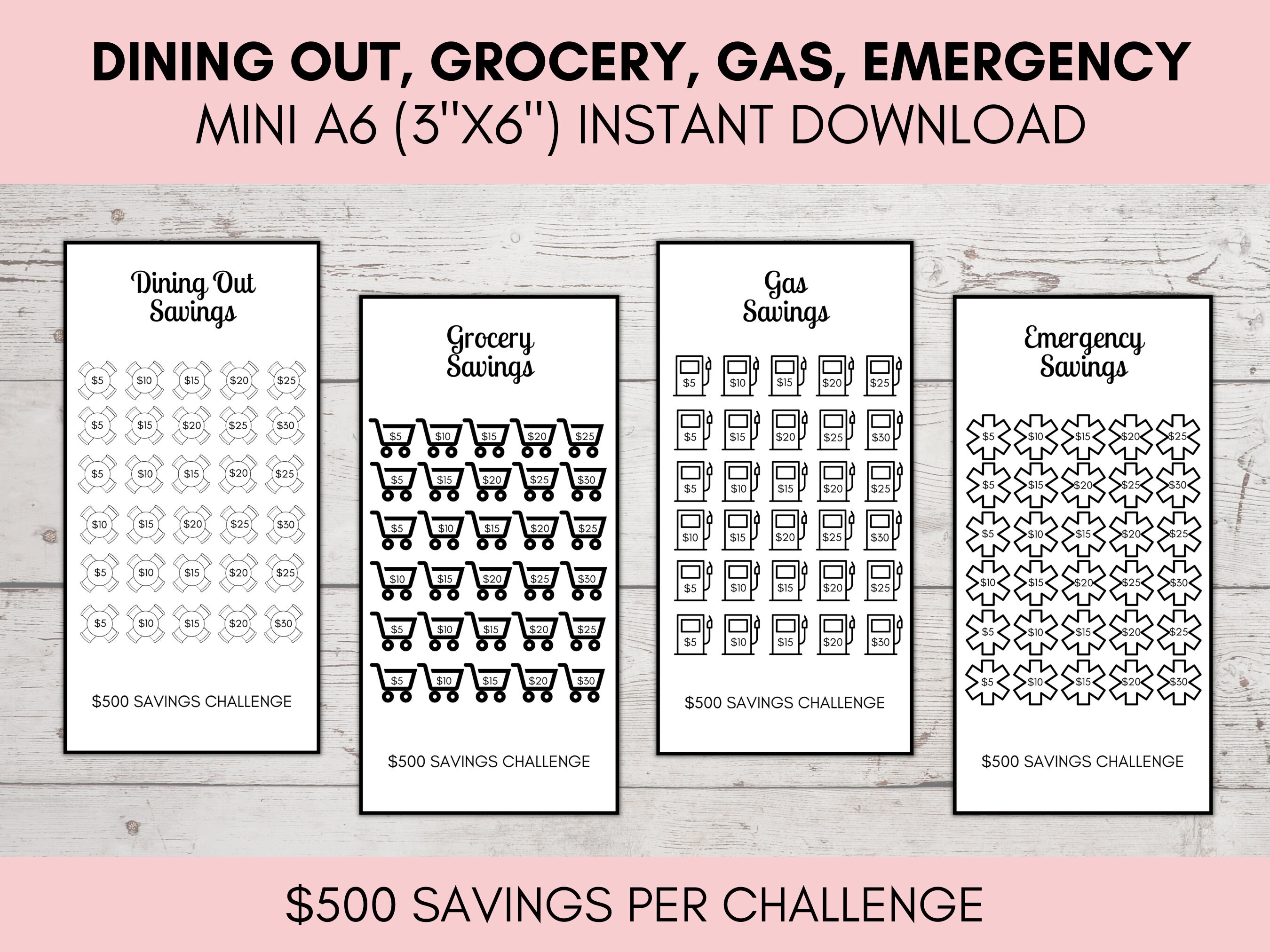 Savings Challenge Printable, A6 Savings Challenge Bundle, A6 Sized Mini ...