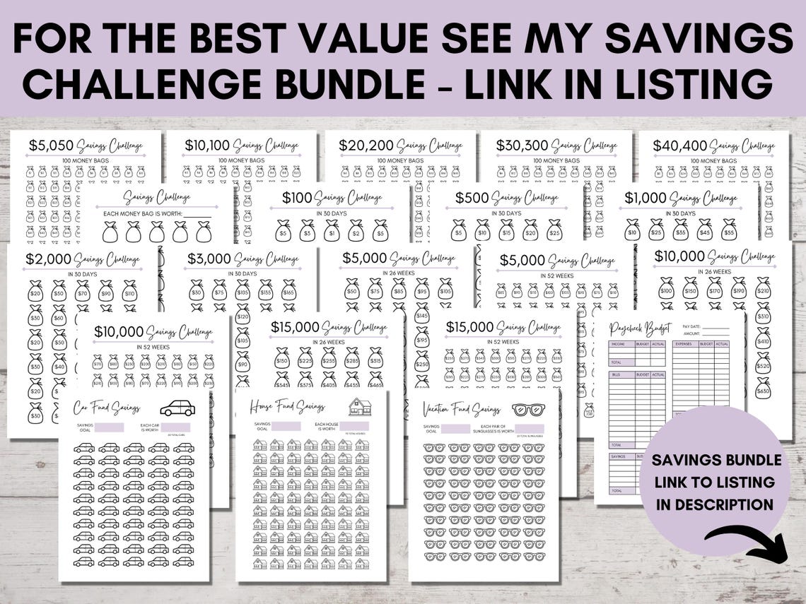 5,000 Savings Challenge 52 Weeks, 5000 Savings Tracker, Finance Tracker ...