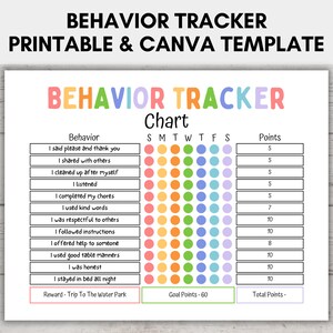 Behavior Tracker for Kids, Kids Reward Reward Chart Printable, Good ...