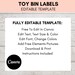 Toy Bin Labels, EDITABLE & PRINTABLE Toy Bin Storage Labels, Visual ...