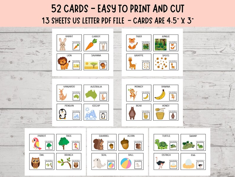 Partner Pairing Cards, Animals Pairing Cards, Classroom Partner Cards ...