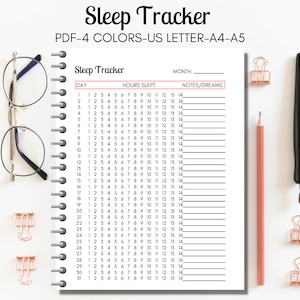Sleep Tracker Printable PDF, Sleep Journal Monthly, Sleep Tracker ...