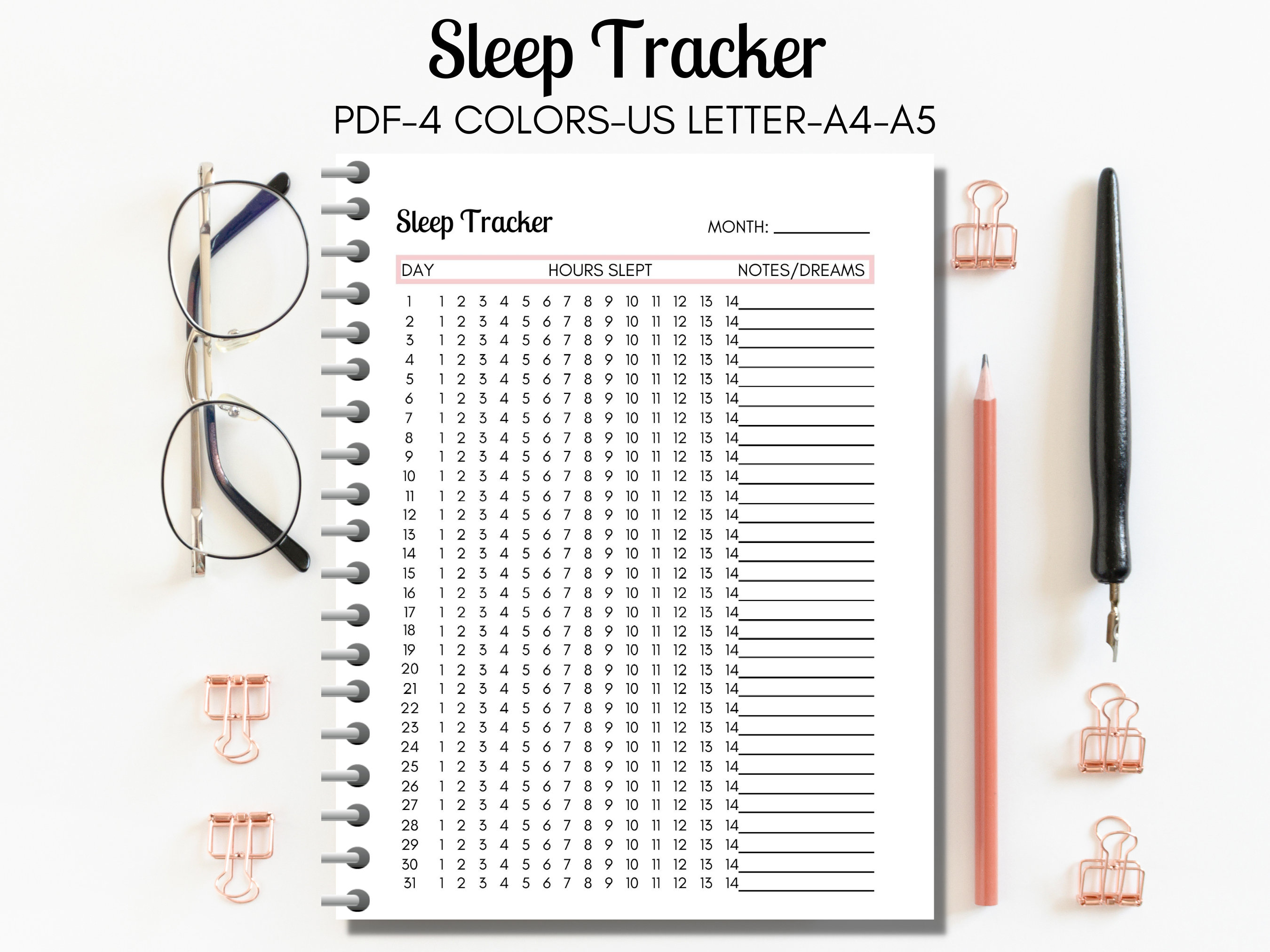 Sleep Tracker Printable PDF, Sleep Journal Monthly, Sleep Tracker ...