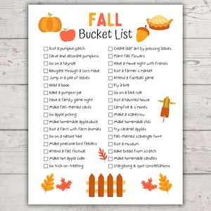 Fall Bucket List Printable, Fall Bucket List Template Editable, Editable Bucket List, Canva ...
