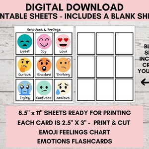 Emotions Flashcards, Emoji Feelings Chart, Flashcard Printable ...