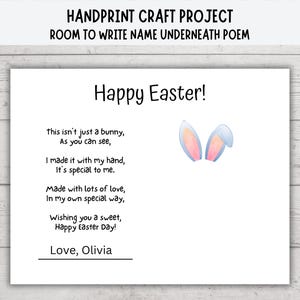 Easter Bunny Handprint Craft, Spring Easter Handprint Template, Easter ...