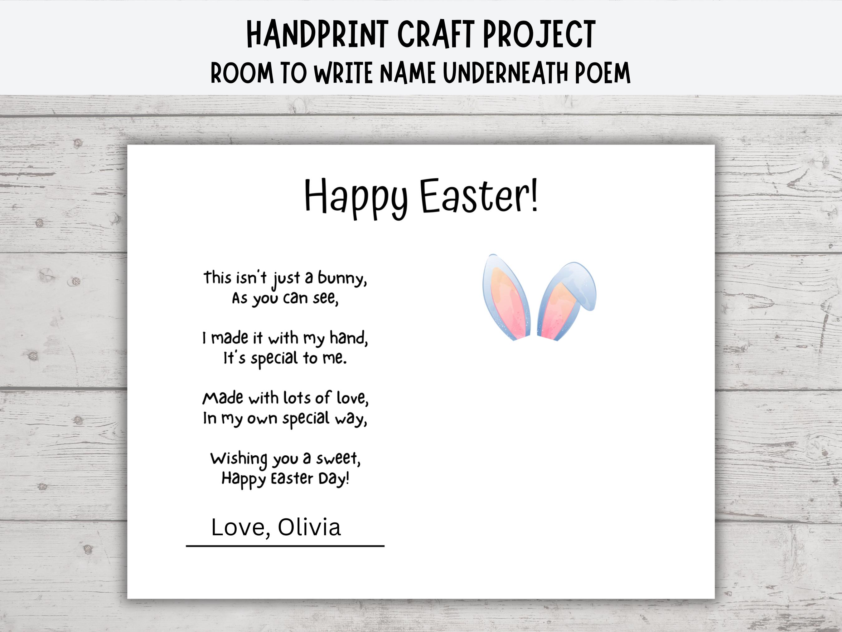 Easter Bunny Handprint Craft, Spring Easter Handprint Template, Easter ...
