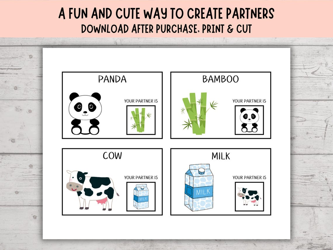 Partner Pairing Cards, Animals Pairing Cards, Classroom Partner Cards ...