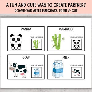 Partner Pairing Cards, Animals Pairing Cards, Classroom Partner Cards ...