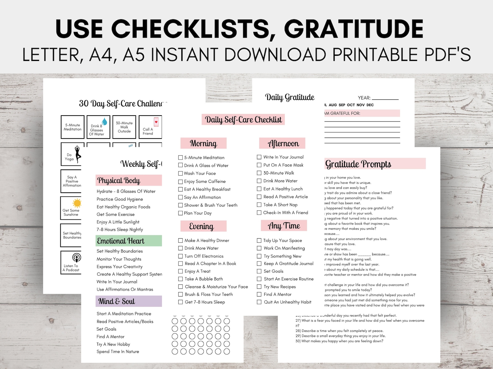 Daily Self Care Planner, Self Reflection, Sleep Mood Routine Tracker ...