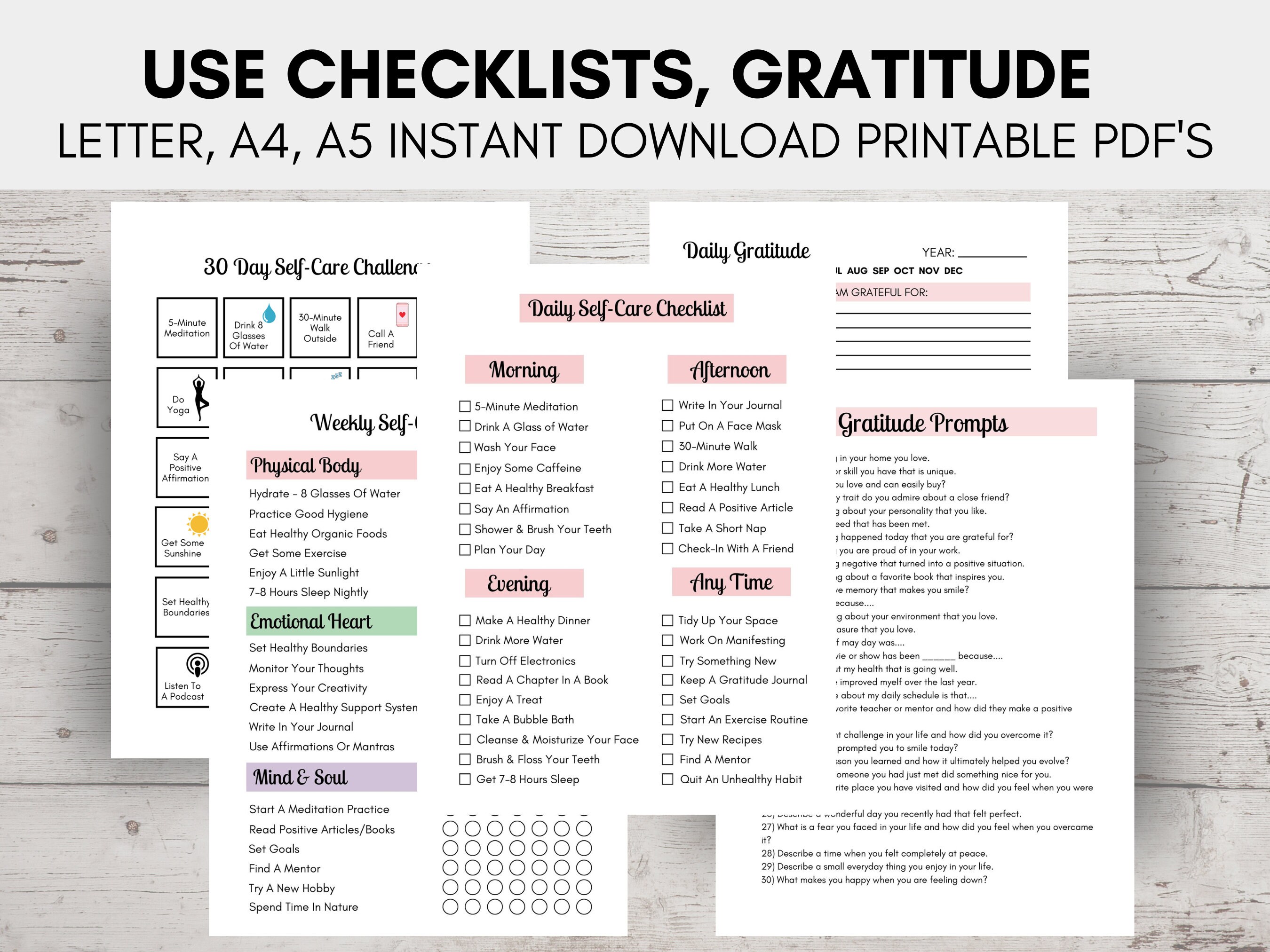 Daily Self Care Planner, Self Reflection, Sleep Mood Routine Tracker ...