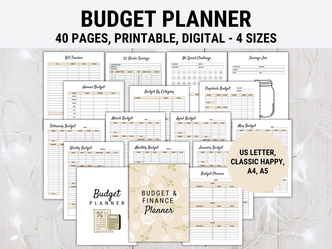 Budget Planner Printable, Finance Planner Templates, Savings Tracker ...
