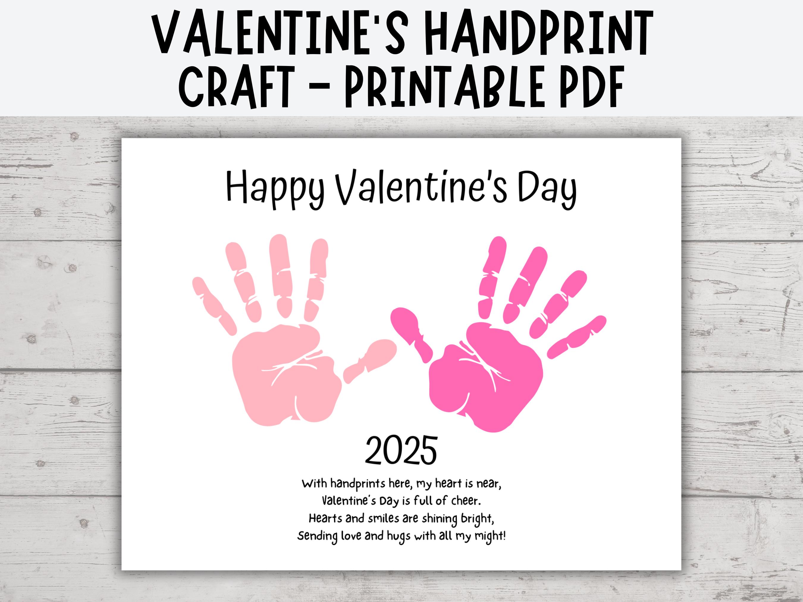Valentines Day Handprint Craft, 2025 Winter Handprint Template ...