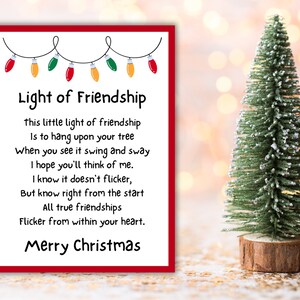 Light of Friendship Card Tag in 3 Sizes, Christmas Tags, Printable Card ...