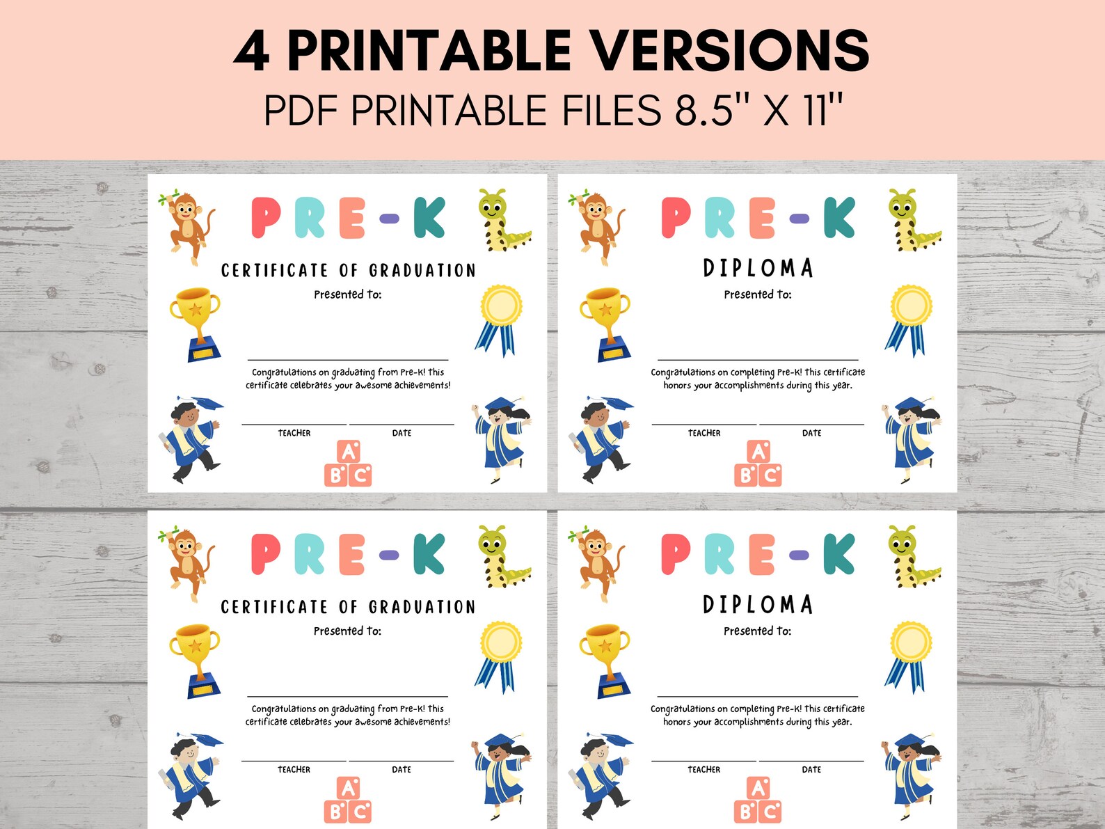 Editable Pre-k Graduation Certificate, Printable Pre-k Diploma ...