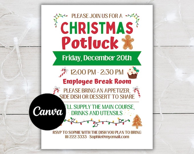 Editable Christmas Potluck Flyer, Holiday Potluck Invitation Sheet ...