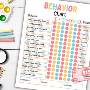 Behavior Chart for Kids, Reward Bucks Printable, Reward Chart, Good ...
