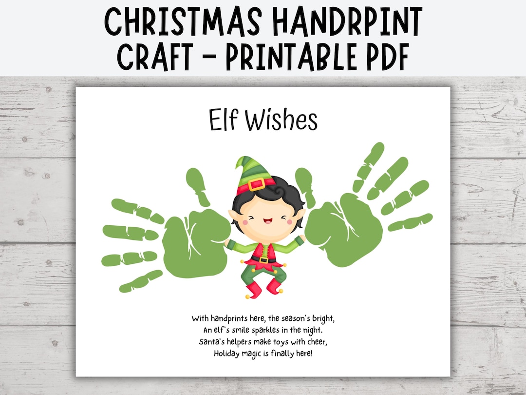 Elf Handprint Craft, Christmas Handprint Template, Merry Christmas ...