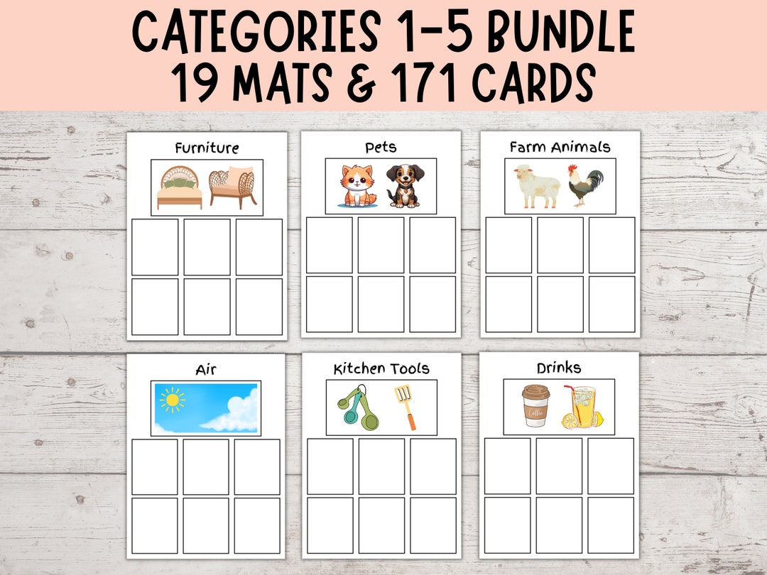 Category Sorting Bundle 1-5, Speech Therapy, Sorting Objects Into ...